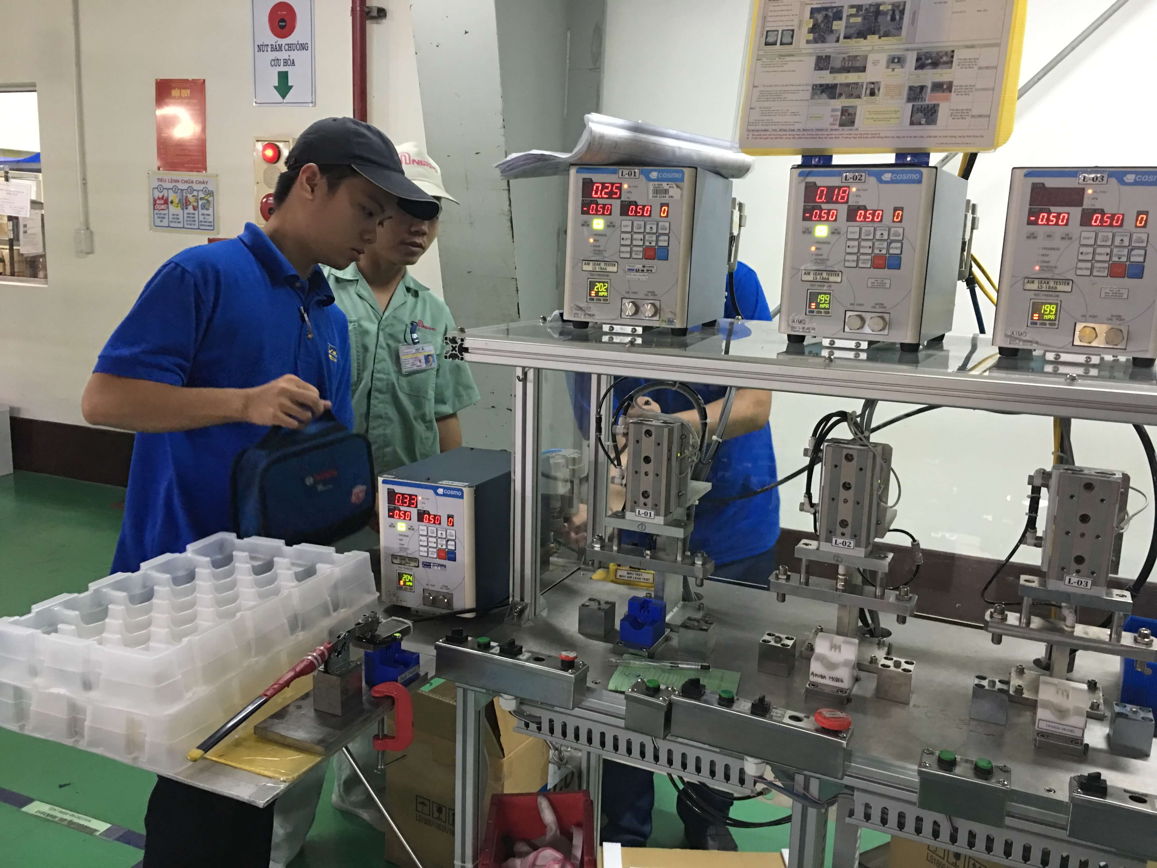 Lắp đặt Máy thử kín khí Cosmo tại nhà máy Nippo Mechatronics Vietnam